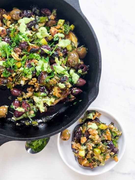 Warm Mediterranean Marinated Olives with Lemon and Herbs - Entirely Emmy