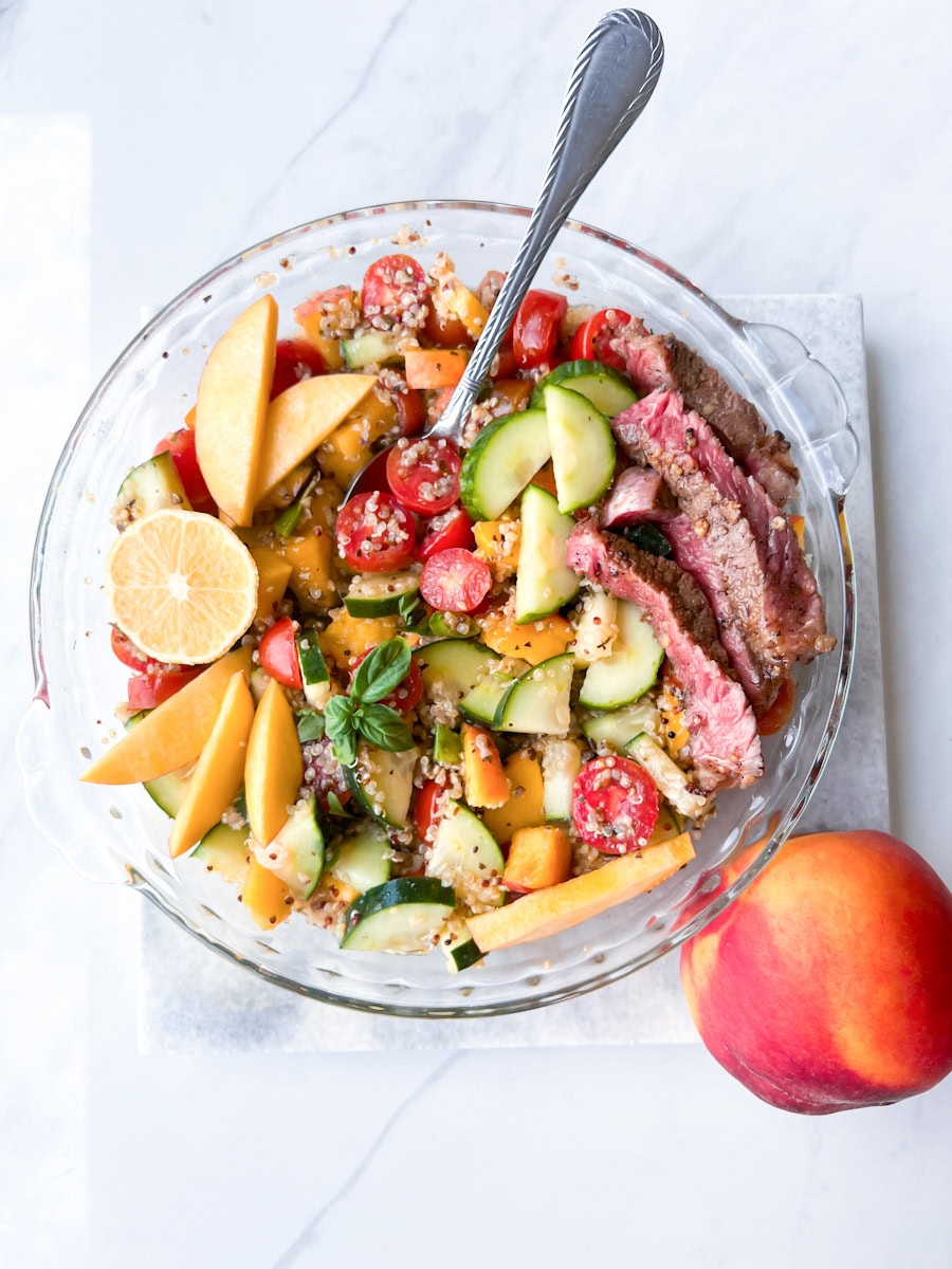 Peach Balsamic Steak Salad - Entirely Emmy