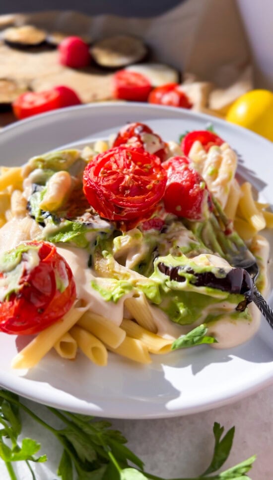 Baba Ganoush Pasta - Entirely Emmy